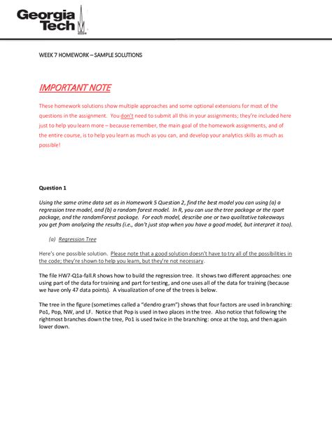 Georgia Institute Of Technology ISYE 6501 Homework 7 Complete Solutions Introduction To