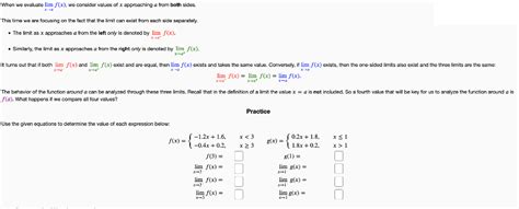 Solved When We Evaluate Lim F X We Consider Values Of X Chegg Com