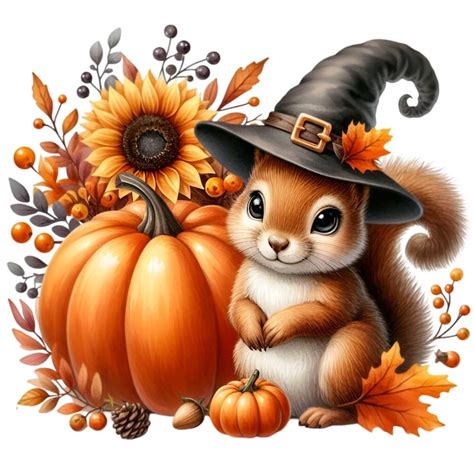 Cute Fall Squirrel Clip Art Etsy