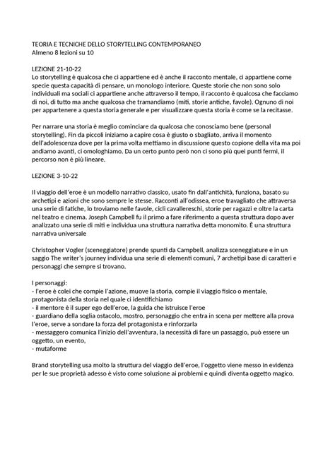 Appunti Ed Esercizi Storytelling Appunti Di Teorie E Tecniche Della