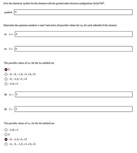Solved Give The Chemical Symbol For The Element With The Ground State