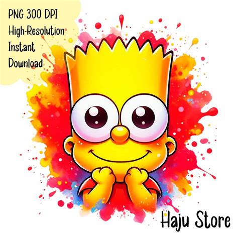 Bart Cute Splash Art Png Sublimation Clipart Projects Digital T