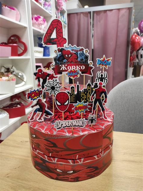 Картонена торта Спайдермен Празнични украса Ръчно изработени Изработваме Картонени то