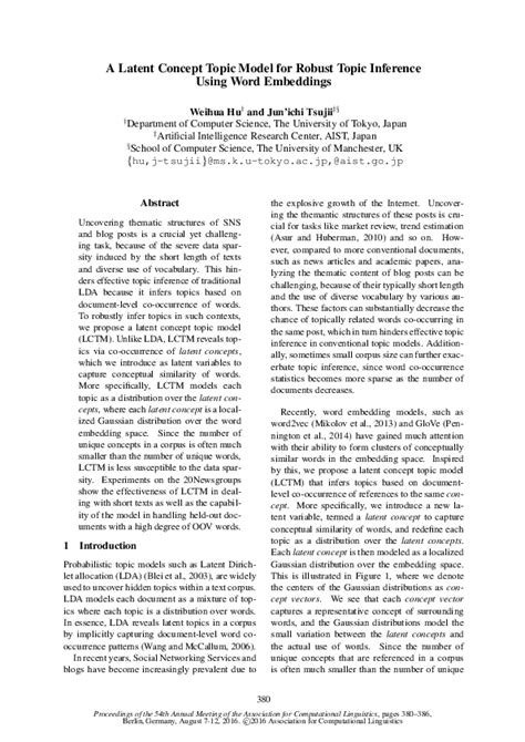 pdf a latent concept topic model for robust topic inference using