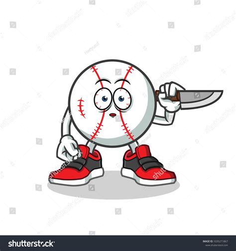 Killer Baseball Mascot Vector Cartoon Illustration Stock Vector