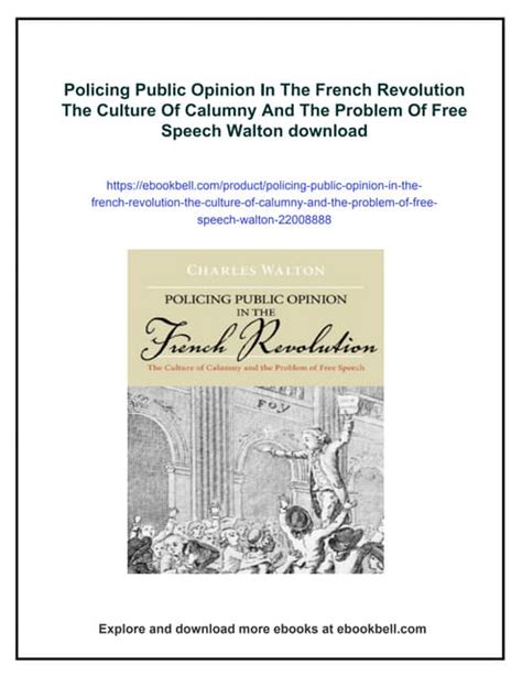 Policing Public Opinion In The French Revolution The Culture Of Calumny