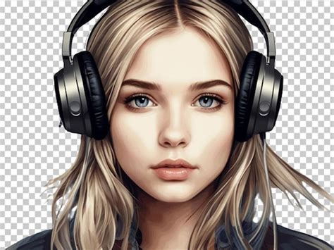 Premium Psd Beautiful Young Girl With Headphone