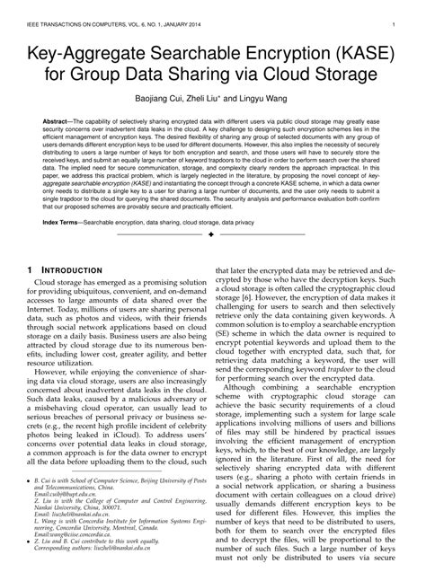 Pdf Key Aggregate Searchable Encryption Kase For Group Data Sharing Via Cloud Storage