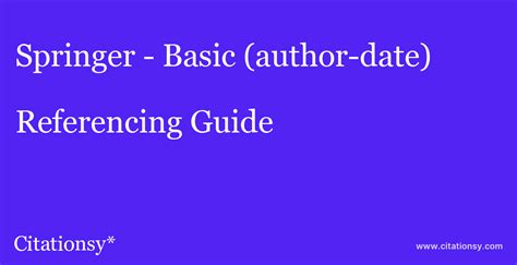 Springer Basic Author Date Referencing Guide · Springer Basic
