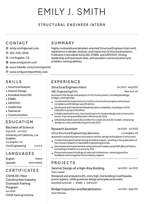 28 Structural Engineer Resume Examples And Guide For 2025