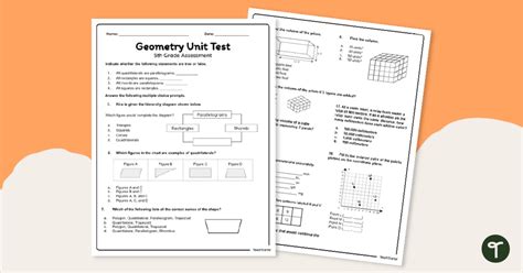 5th Grade Geometry Test Teach Starter