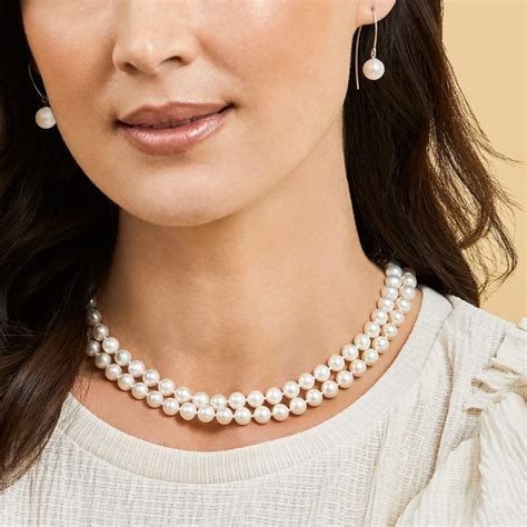 70 75mm White Freshwater Pearl Double Strand Necklace