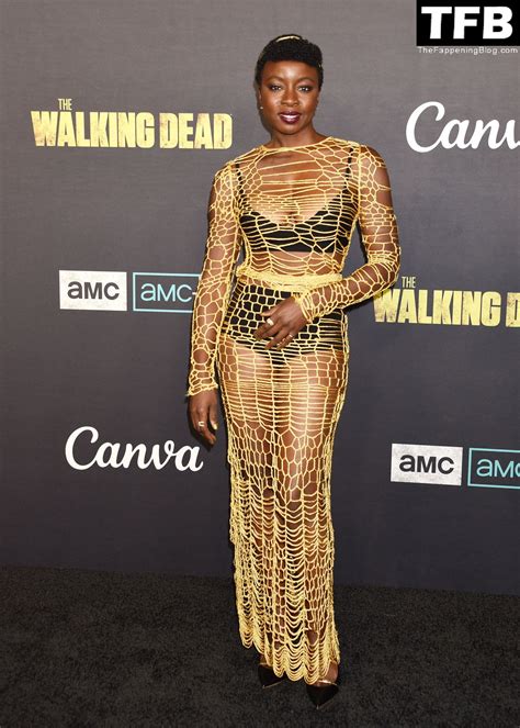 Danai Gurira Poses In A Mesh Dress The Walking Dead Live In La 22