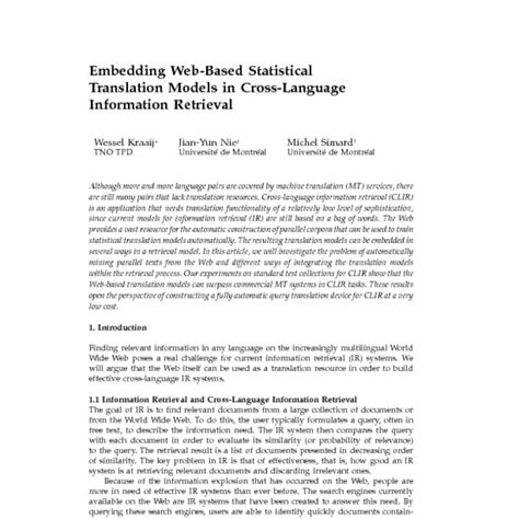 Embedding Web Based Statistical Translation Models In Cross Language Information Retrieval Acl