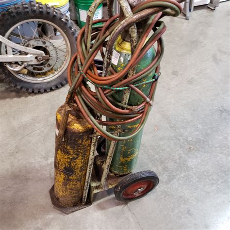 Oxy Acetelene Tanks On Cart W Torch