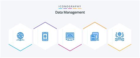 data management 25 blue icon pack including list data security