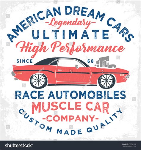 Vintage American Muscle Car Illustration Varsity Stock Vector Royalty