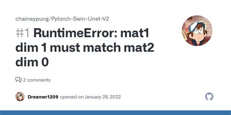 Runtimeerror Mat1 Dim 1 Must Match Mat2 Dim 0 · Issue 1 · Chaineypung