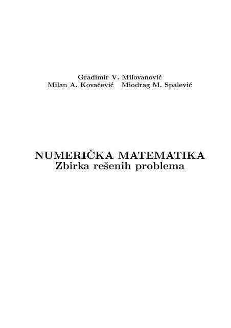 Numerical Mathematics A Collection Of Solved Problems