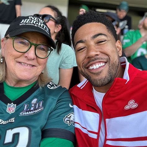Jake From State Farm Sits With Travis Kelce Mom And Cites Taylor Swift