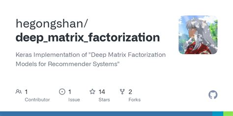 Github Hegongshandeepmatrixfactorization Keras Implementation Of