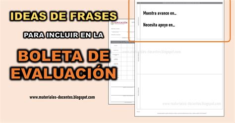 Frases Para Incluir En Las Boletas De Evaluación Materiales Para