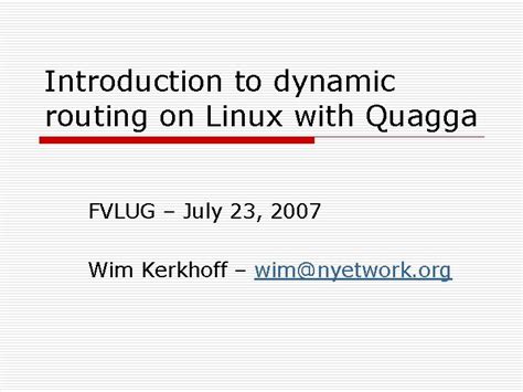 Introduction To Dynamic Routing On Linux With Quagga