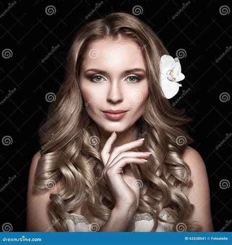 Beautiful Blonde With Long Wavy Hair Stock Image Image Of Lips Hair