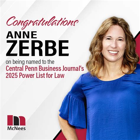 Mcnees Join Us In Congratulating Mcnees Own Anne Zerbe For Being Named In The Central Penn