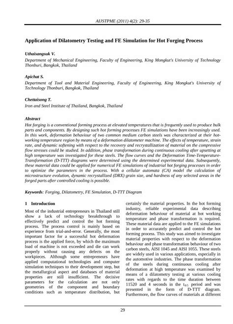 Pdf Application Of Dilatometry Testing And Fe Simulation For