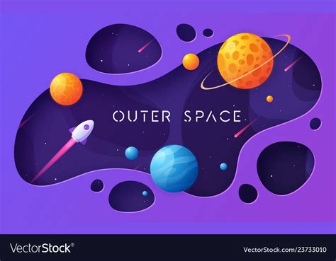 Colorful Cartoon Outer Space Background Design Vector Image