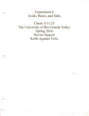 Acids Bases Lab Report Experiment Acids Bases And Salts Chern The University Of