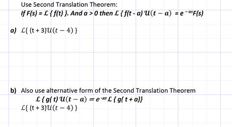 Solved Use Second Translation Theorem If F S L{f T } And