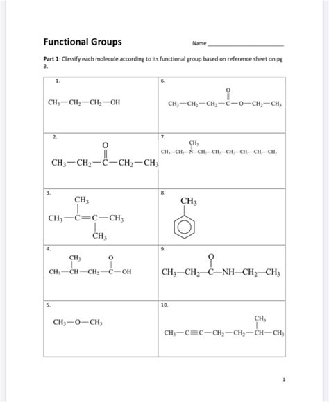 Solved Name Functional Groups Part 1 Classify Each Molecule Chegg Com