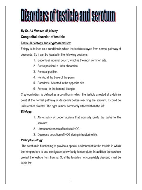 Disorders Of Testicles And Scrotum Pdf Testicle Clinical Medicine