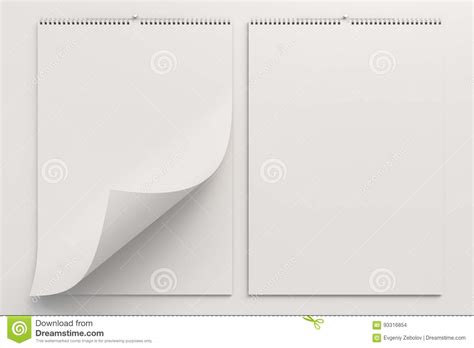 Het Witte Model Van De Muurkalender Op Witte Achtergrond Stock