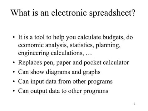 Electronic Spreadsheets Ppt