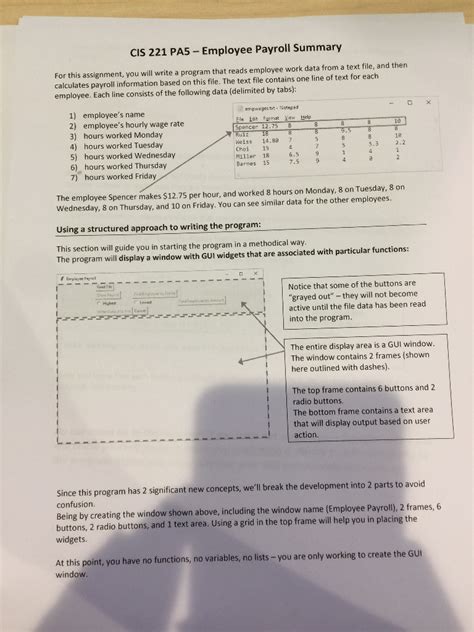 Solved E Cis 221 Pas Employee Payroll Summary For This