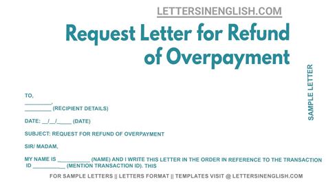 Request Refund Letter For Overpayment Sample Letter R Vrogue Co