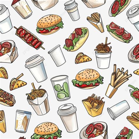 음식 서비스 원활한 패턴을 빼앗아 가져가다 떨어져 있는 음식 Png 일러스트 및 이미지 에 대한 무료 다운로드 Pngtree