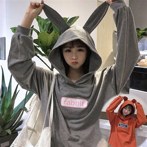 Kawaii Bunny Bear Ear Hoodie Dress Sp1710702 Bear Ear Hoodie Hoodie