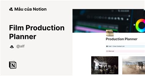 Film Production Planner Mẫu Do Alf Tạo Thị Trường Notion