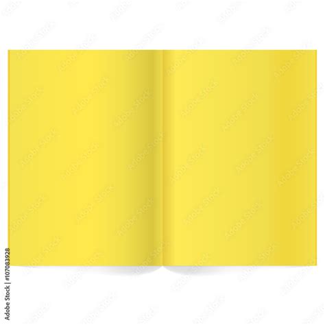 Book Spread With Blank Yellow Pages Vector Blank Magazine Spread Isolated Yellow Paper Stock