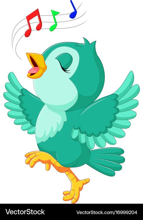 Cute Bird Singing Royalty Free Vector Image Vectorstock