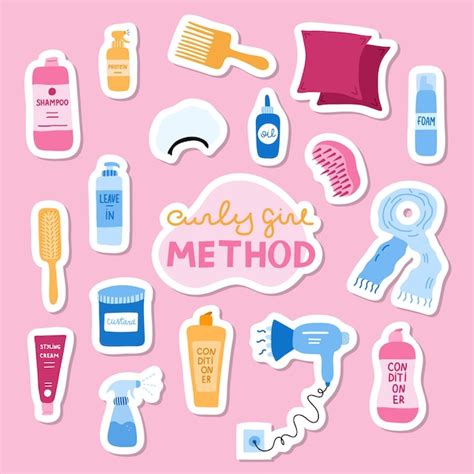 Premium Vector Big Set Of Stickers About Curly Girl Method For