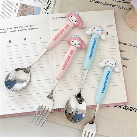 Hourser Sanrio Stainless Steel Tableware Spoon Fork Cinnamoroll Melody