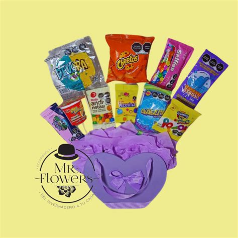 Bolsa De Corazón Con Dulces Florería Mrs Flowers