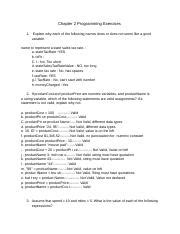 Chapter Programming Exercises Docx Chapter Programming Exercises Explain Why Each Of