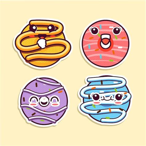 Premium Vector Cartoon Kawaii Food Lovers Donuts