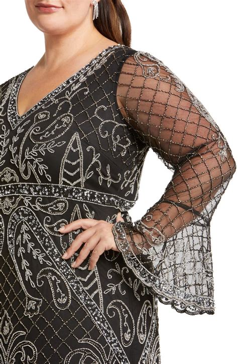 Pisarro Nights Embellished Sheer Long Sleeve Gown Nordstrom